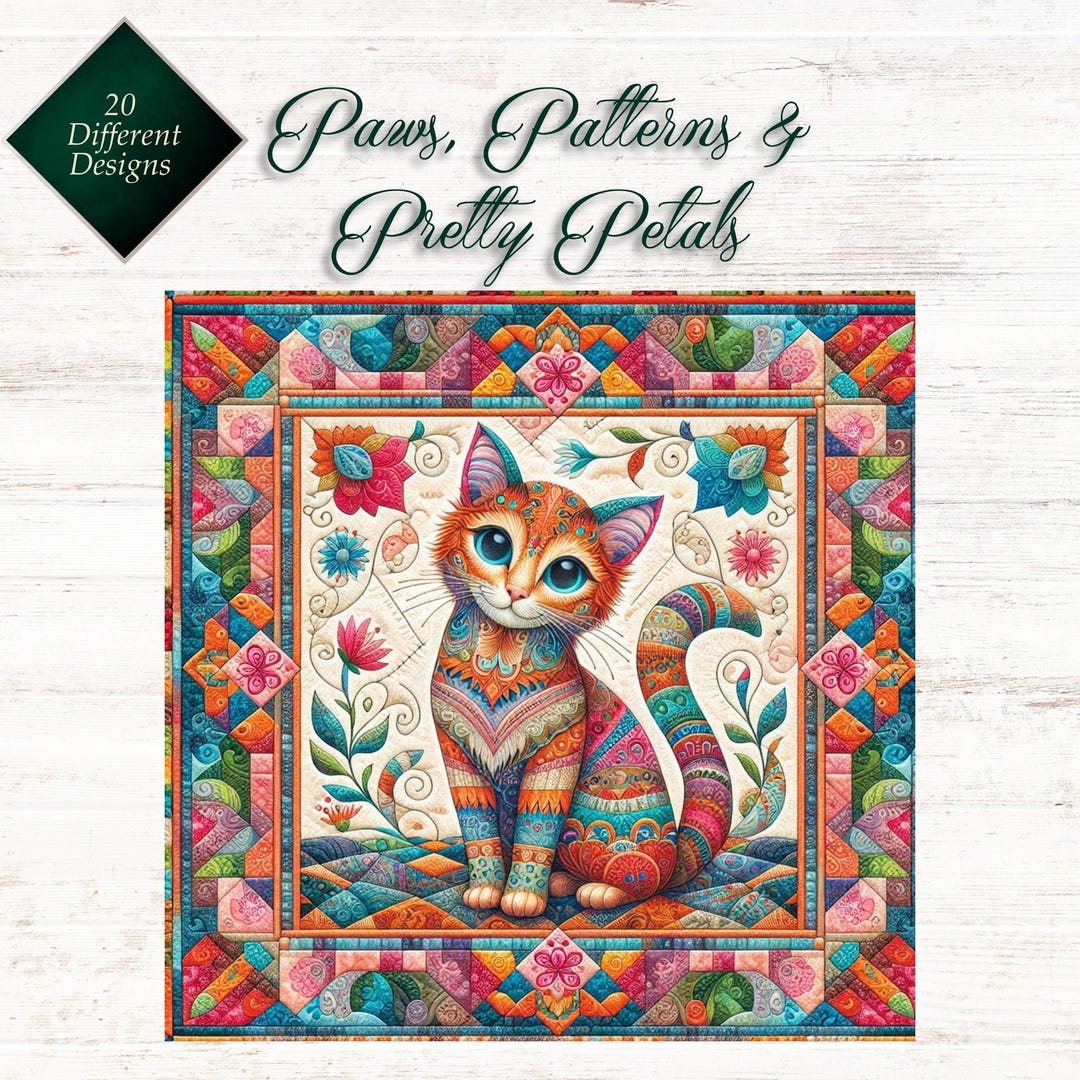 Paws, Patterns and Pretty Petals Fabric Panels - 20 Unique Designs for ...