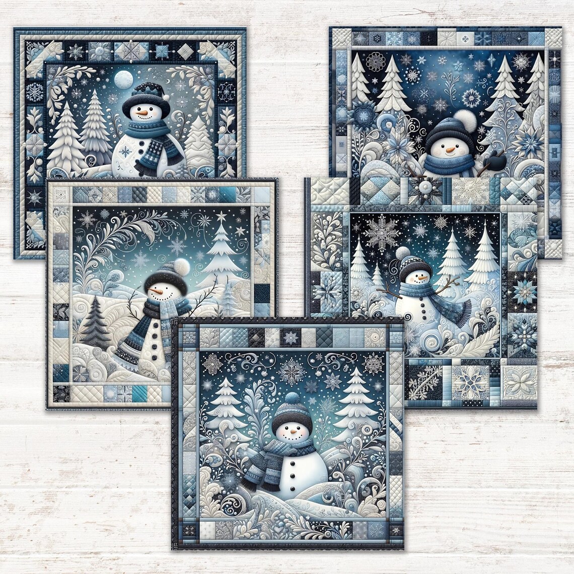 Frosty Fun Enchanted Snowman Fabric Panels - 20 Unique Designs for ...