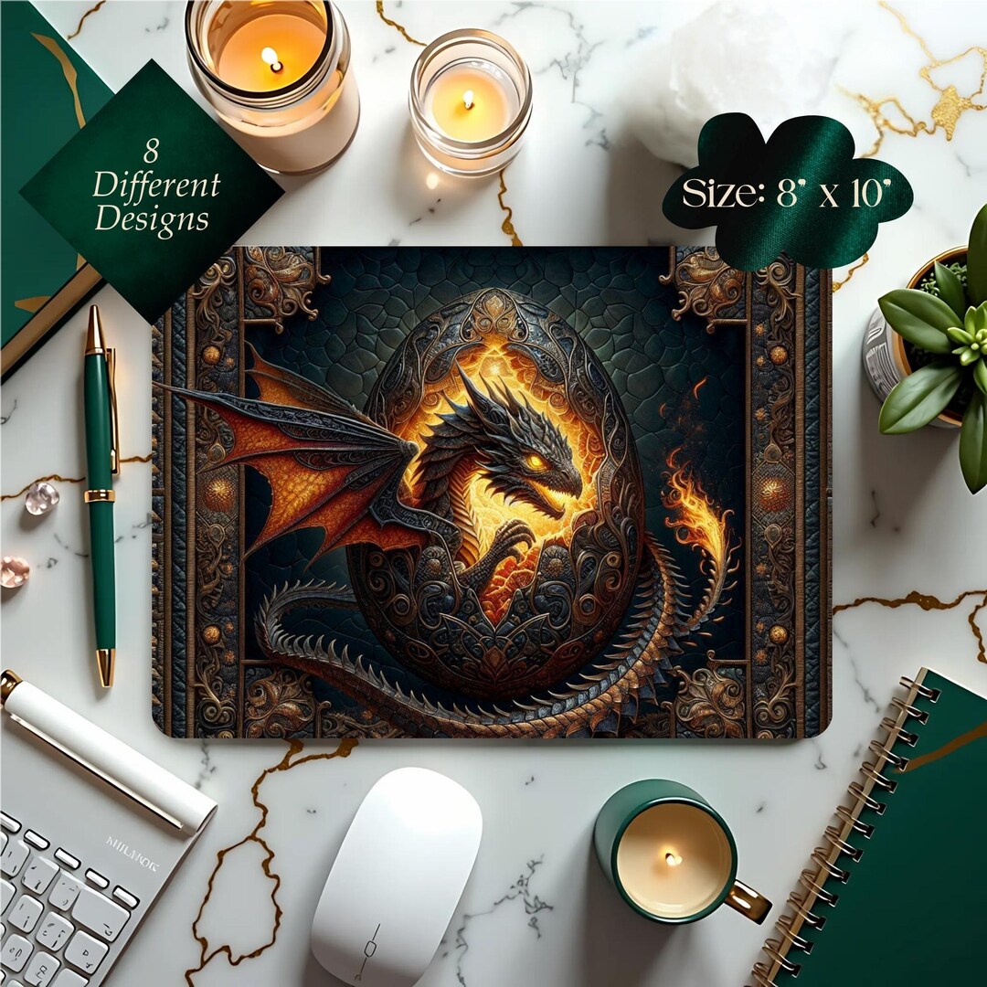 The Inferno Guardian Dragons Mouse Pad, Custom Mouse Pad, Mouse Pads ...