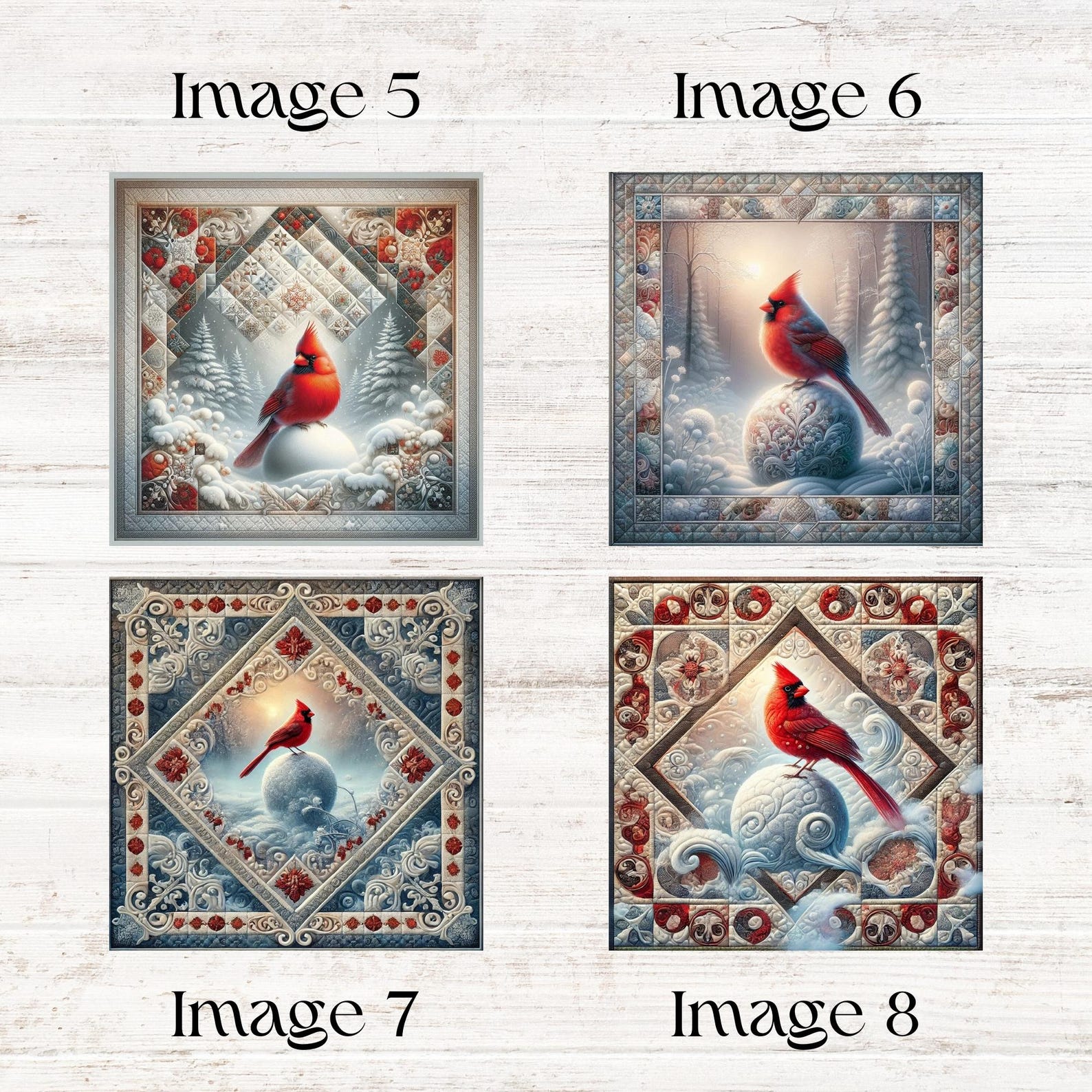 Winter Cardinal Elegance Fabric Panels - 20 Unique Designs for Quilting ...