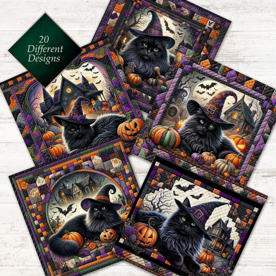 Witch’s Guardian Fabric Panels - 20 Unique Designs for Sewing ...