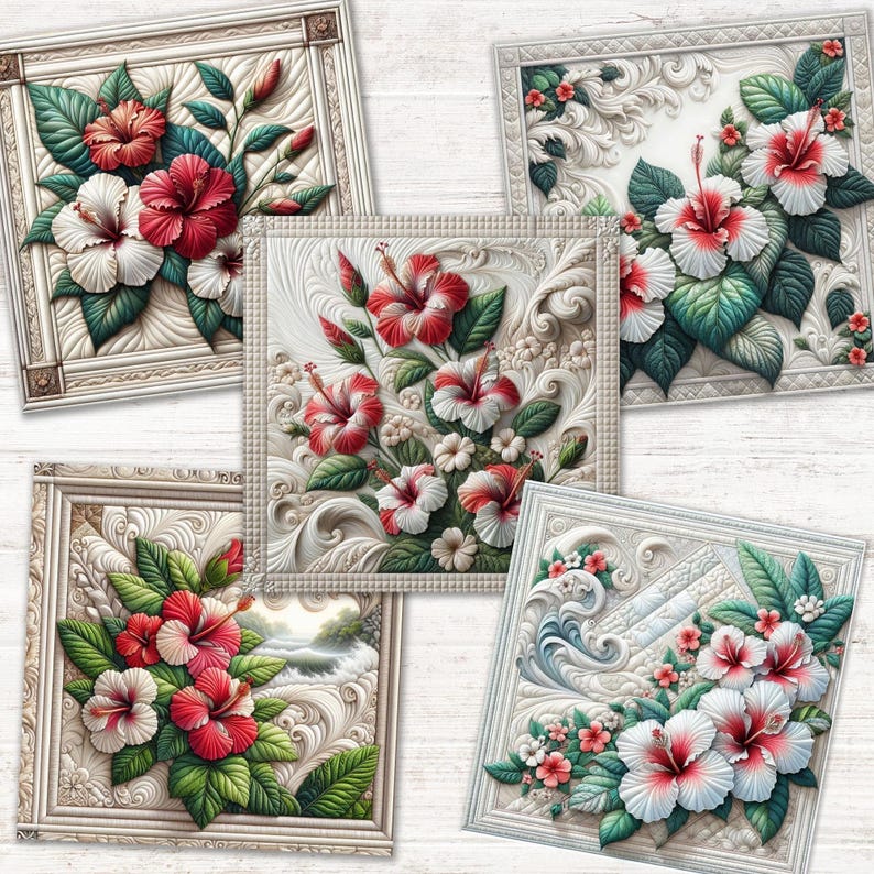 Tropical Hibiscus Bliss Fabric Panels - 20 Unique Designs for Quilting ...