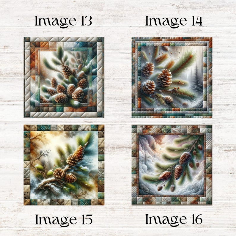 Winter Woodland Pinecone Fabric Panels - 20 Unique Designs for Quilting ...