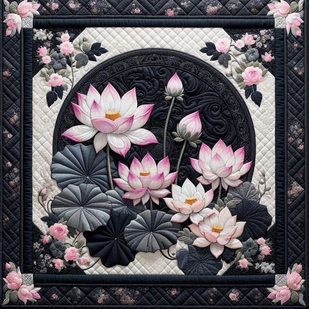 Quilt Fabric Panels – Midnight Lotus Dance Sewing Art - Etsy