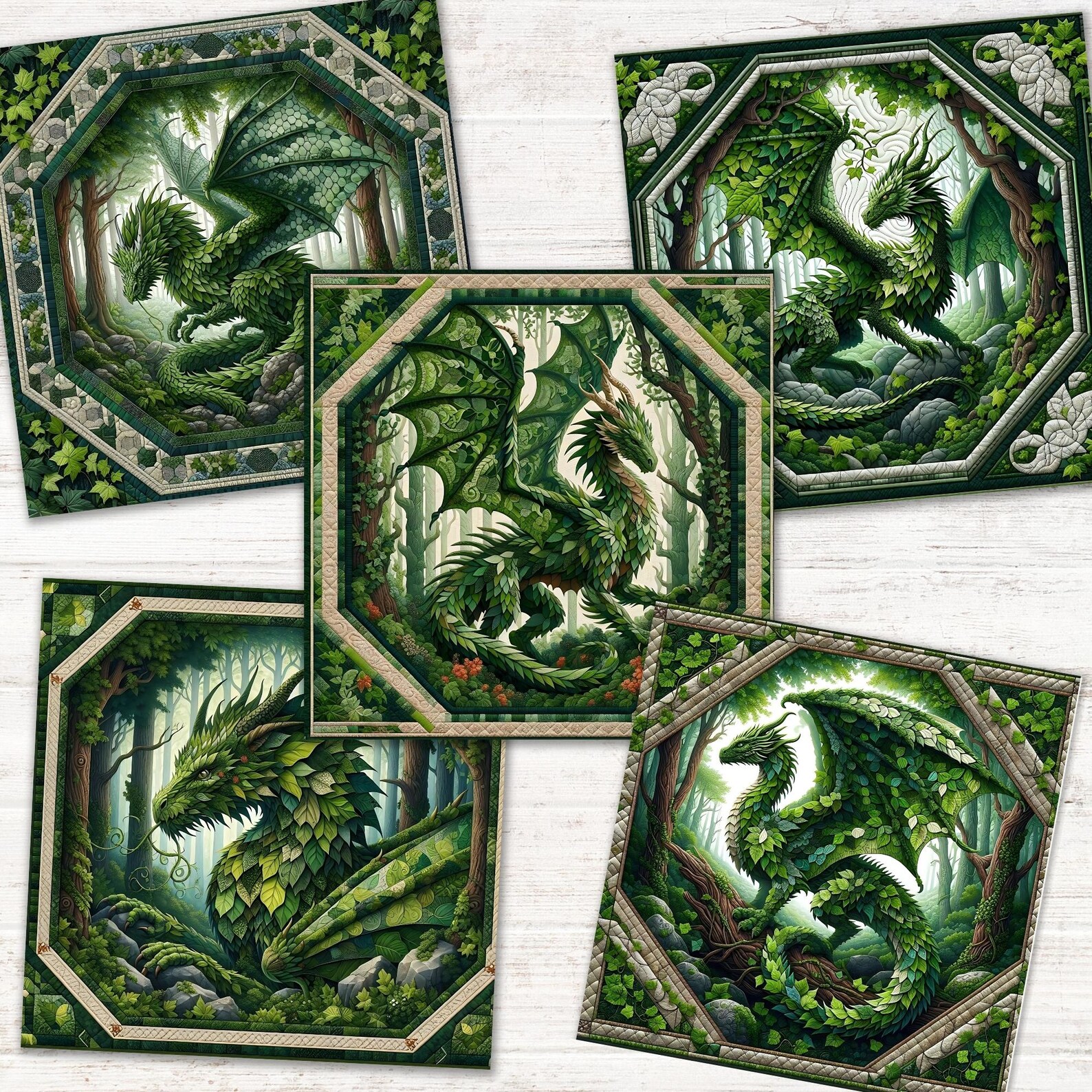 Enchanted Forest Guardians Fabric Panels - 20 Unique Designs for Sewing ...