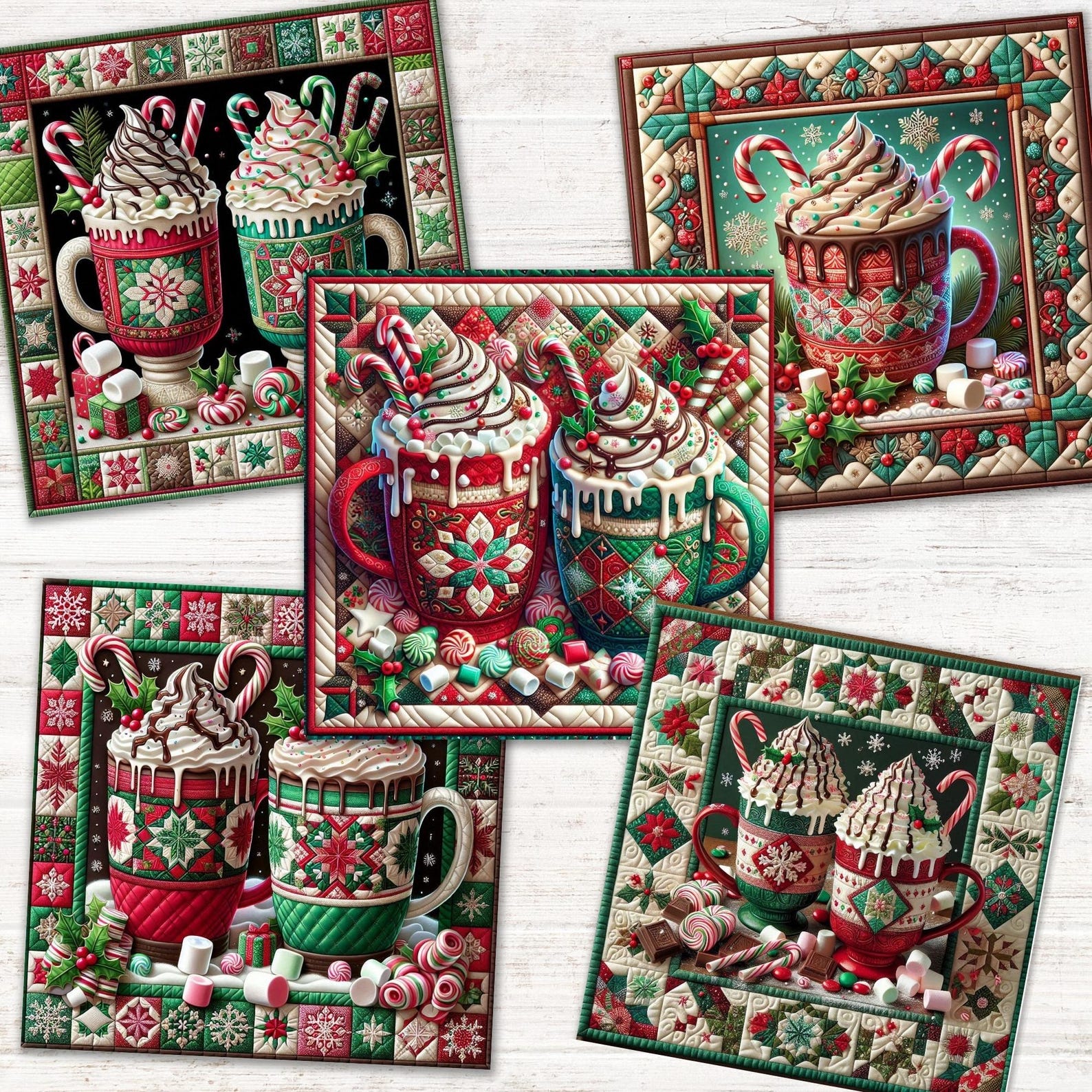 Cup of Holiday Cheer Fabric Panels - 20 Unique Designs for Quilting ...