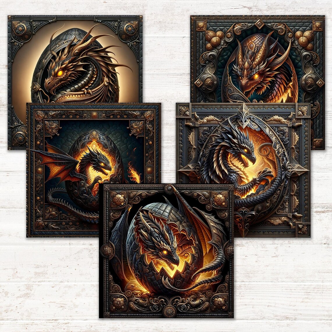 Inferno Guardians Majestic Dragon Blaze Fabric Panels 20 Unique Designs ...