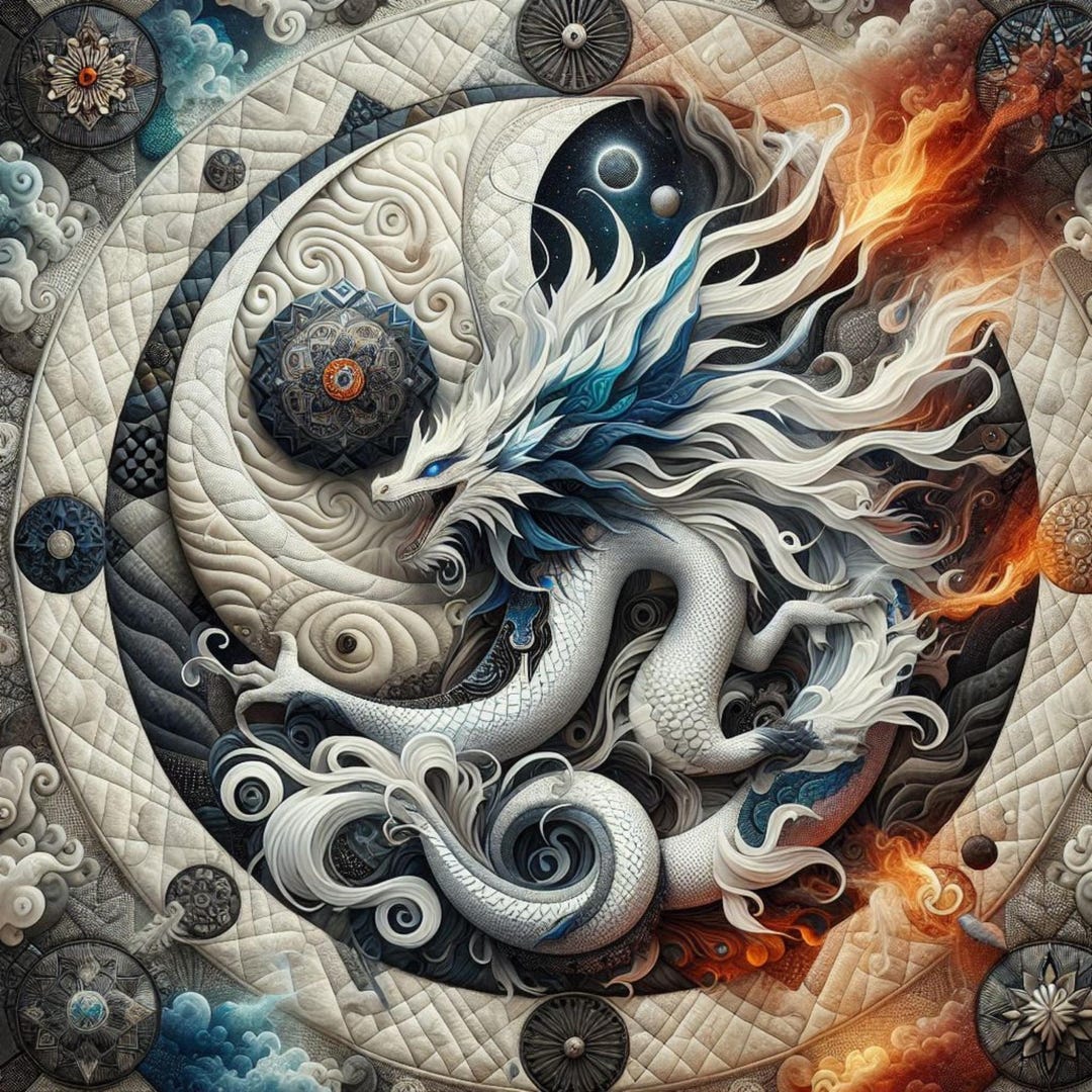 Celestial Dragons Elemental Fabric Panels, Fantasy Art, Elemental ...