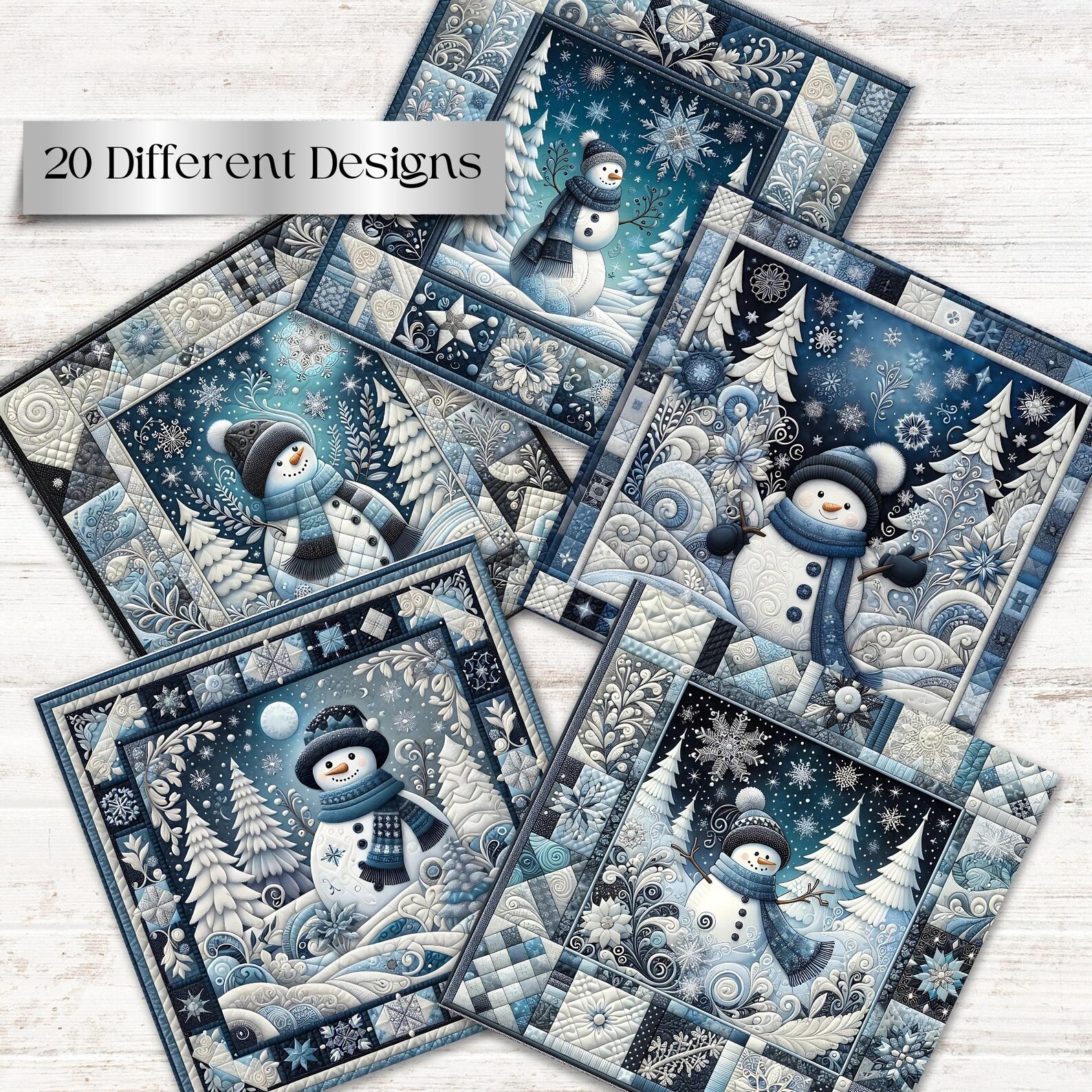 Frosty Fun Enchanted Snowman Fabric Panels - 20 Unique Designs for ...