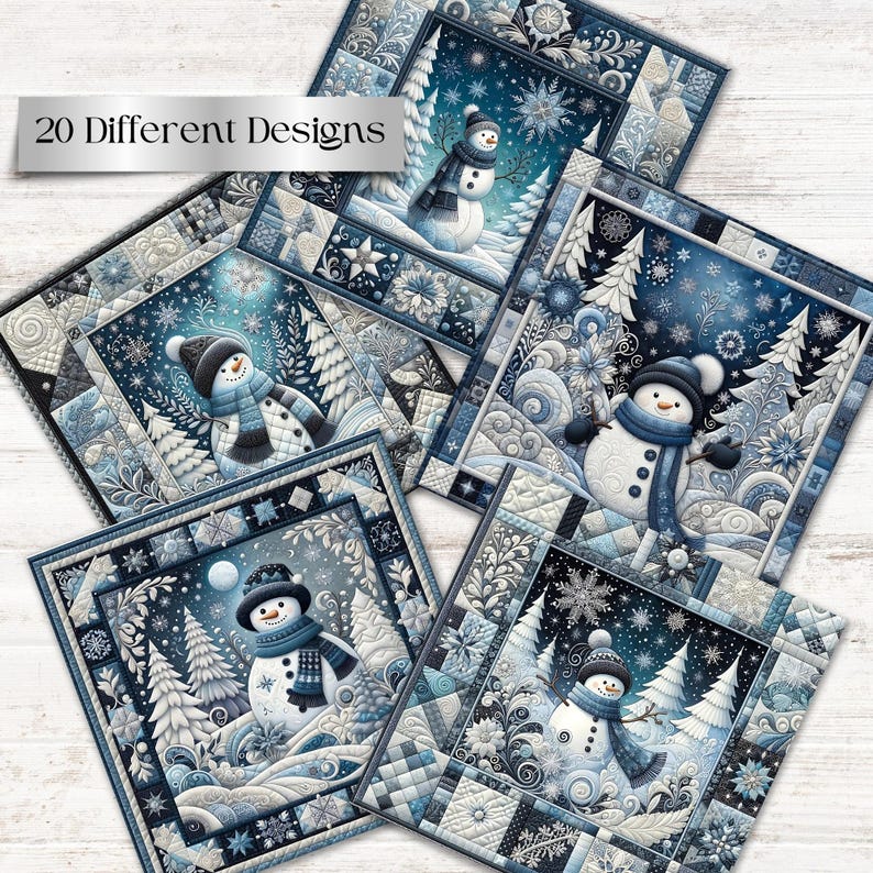 Frosty Fun Enchanted Snowman Fabric Panels - 20 Unique Designs for ...