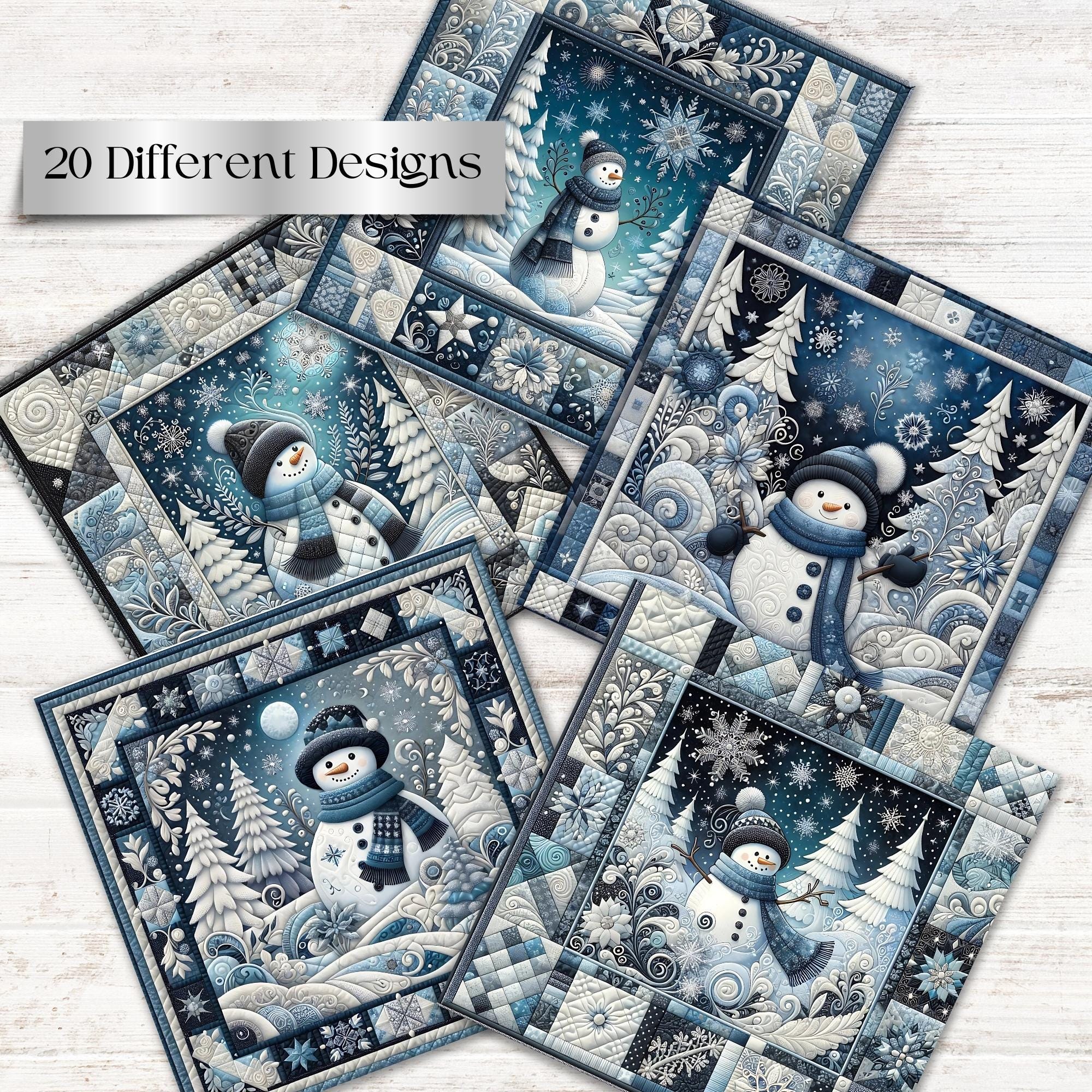 Frosty Fun Enchanted Snowman Fabric Panels - 20 Unique Designs for ...