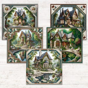 Enchanted Cottage Retreat Fabric Panels - 20 Unique Designs for ...