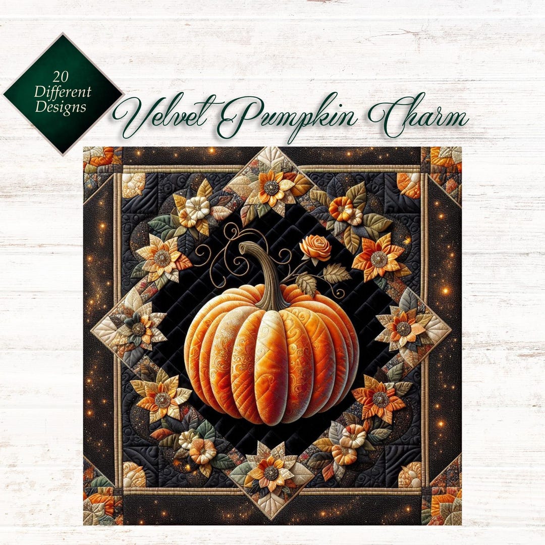 Velvet Pumpkin Charm Fabric Panels - 20 Unique Designs for Sewing ...