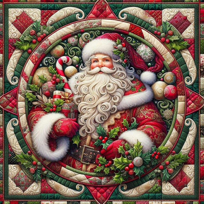 Round Santa Painting - Etsy