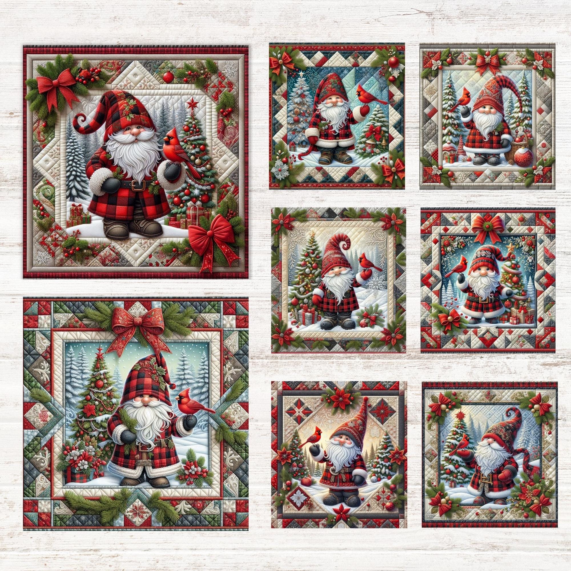 Holly Jolly Gnomes and Friends Fabric Panels 20 Unique Designs for ...
