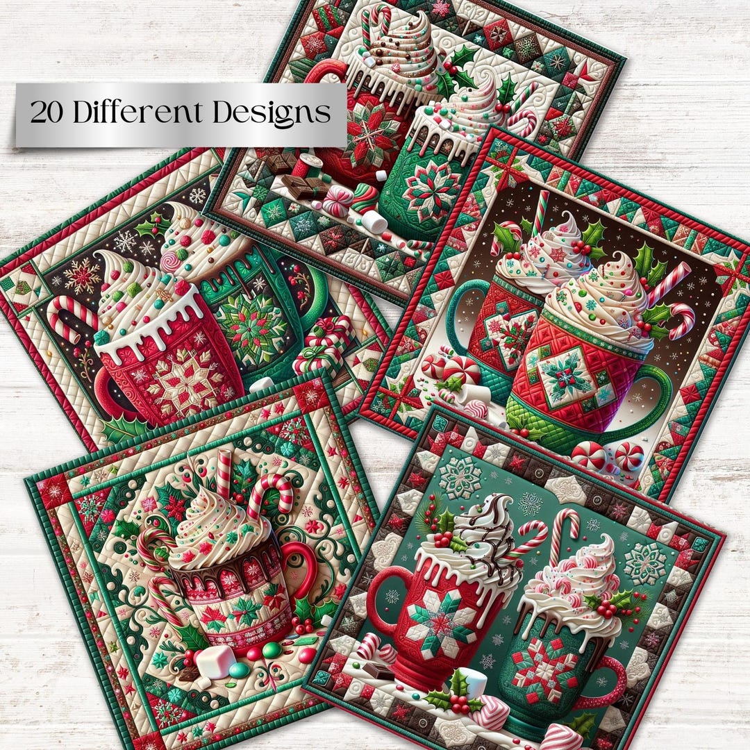 Cup of Holiday Cheer Fabric Panels - 20 Unique Designs for Quilting ...