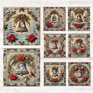 Jingle Bell Santa Fabric Panels - 20 Unique Designs for Quilting ...