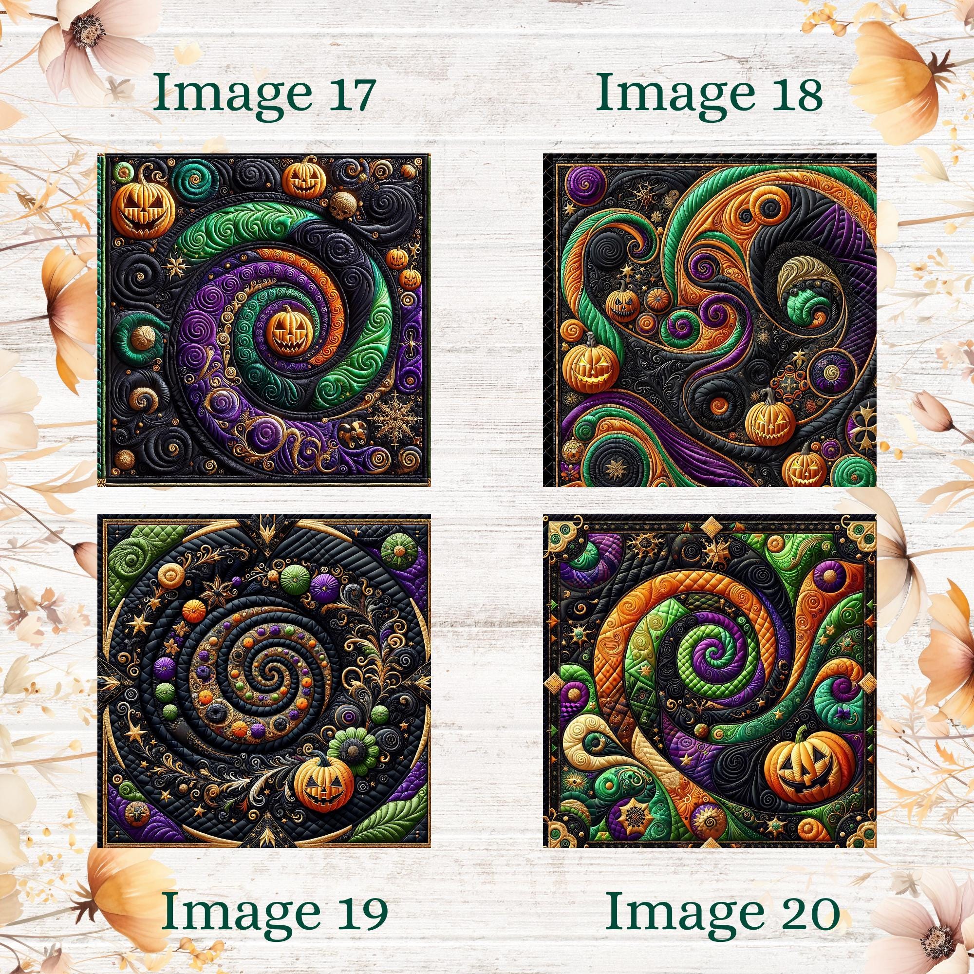 Spooky Swirls and Halloween Whirls Fabric Panels - 20 Unique Designs ...