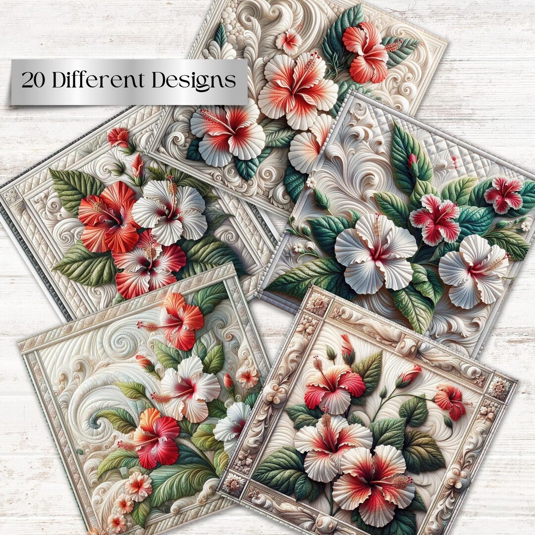 Tropical Hibiscus Bliss Fabric Panels - 20 Unique Designs for Quilting ...