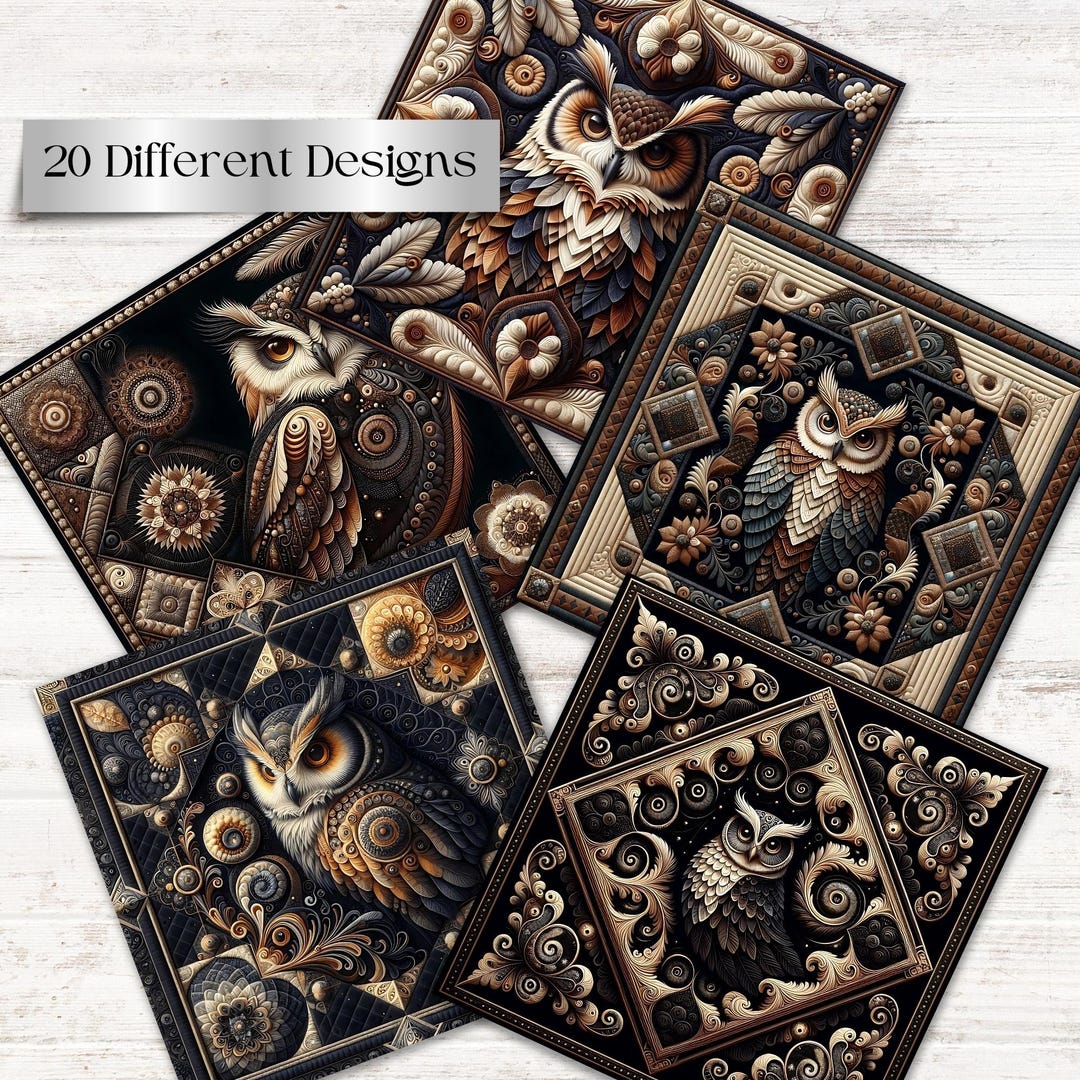 Woodland Whimsy Owl Fabric Panels - 20 Unique Designs for Sewing ...