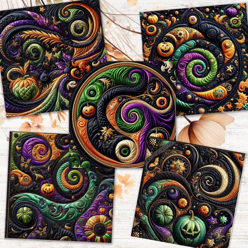Spooky Swirls and Halloween Whirls Fabric Panels - 20 Unique Designs ...