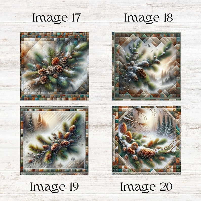 Winter Woodland Pinecone Fabric Panels - 20 Unique Designs for Quilting ...