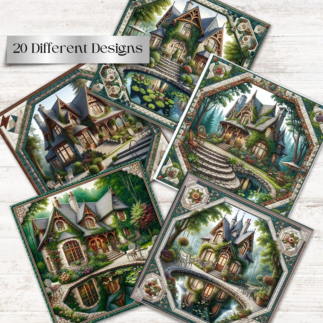 Enchanted Cottage Retreat Fabric Panels - 20 Unique Designs for ...