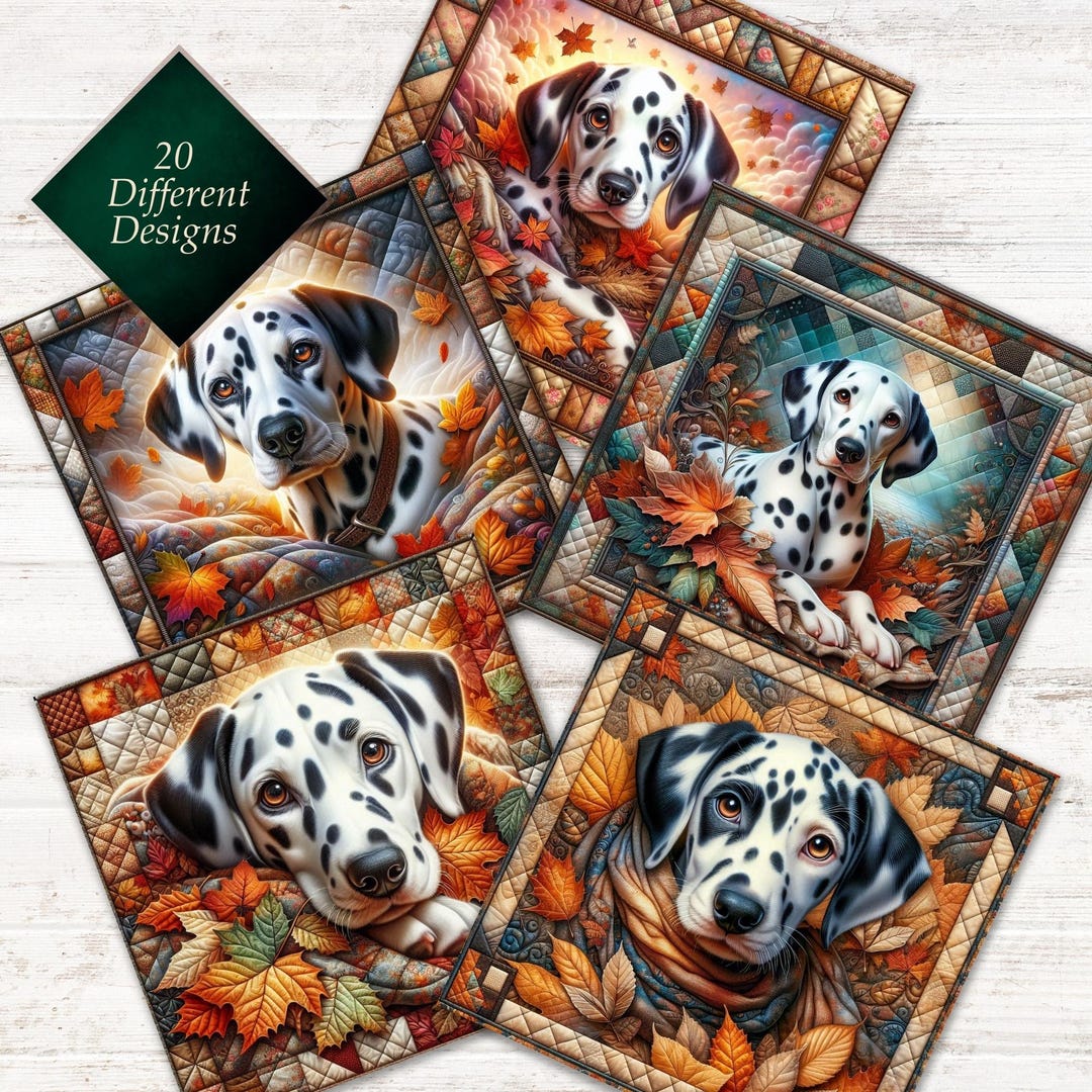 Spots of Autumn Dalmatians Fabric Panels - 20 Unique Designs for ...