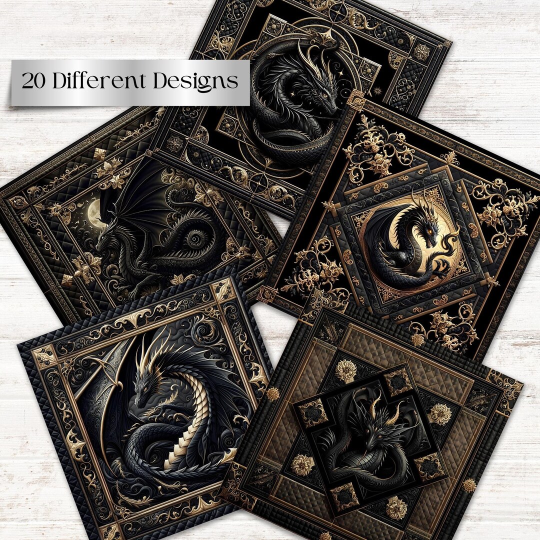 Mystic Dragons Midnight Majesty Fabric Panels - 20 Unique Designs for ...