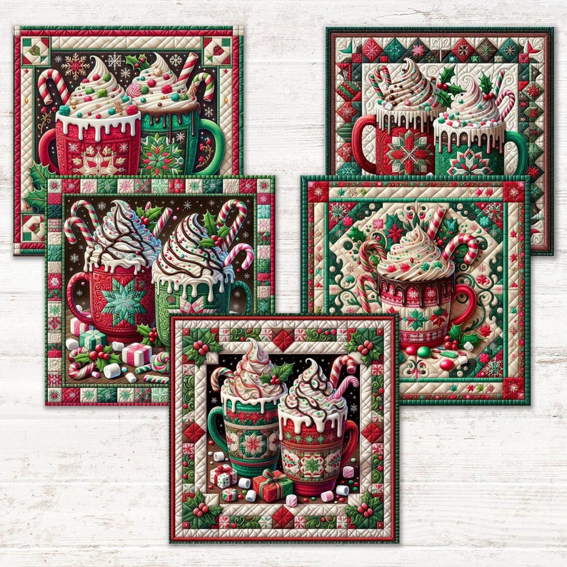 Cup of Holiday Cheer Fabric Panels - 20 Unique Designs for Quilting ...