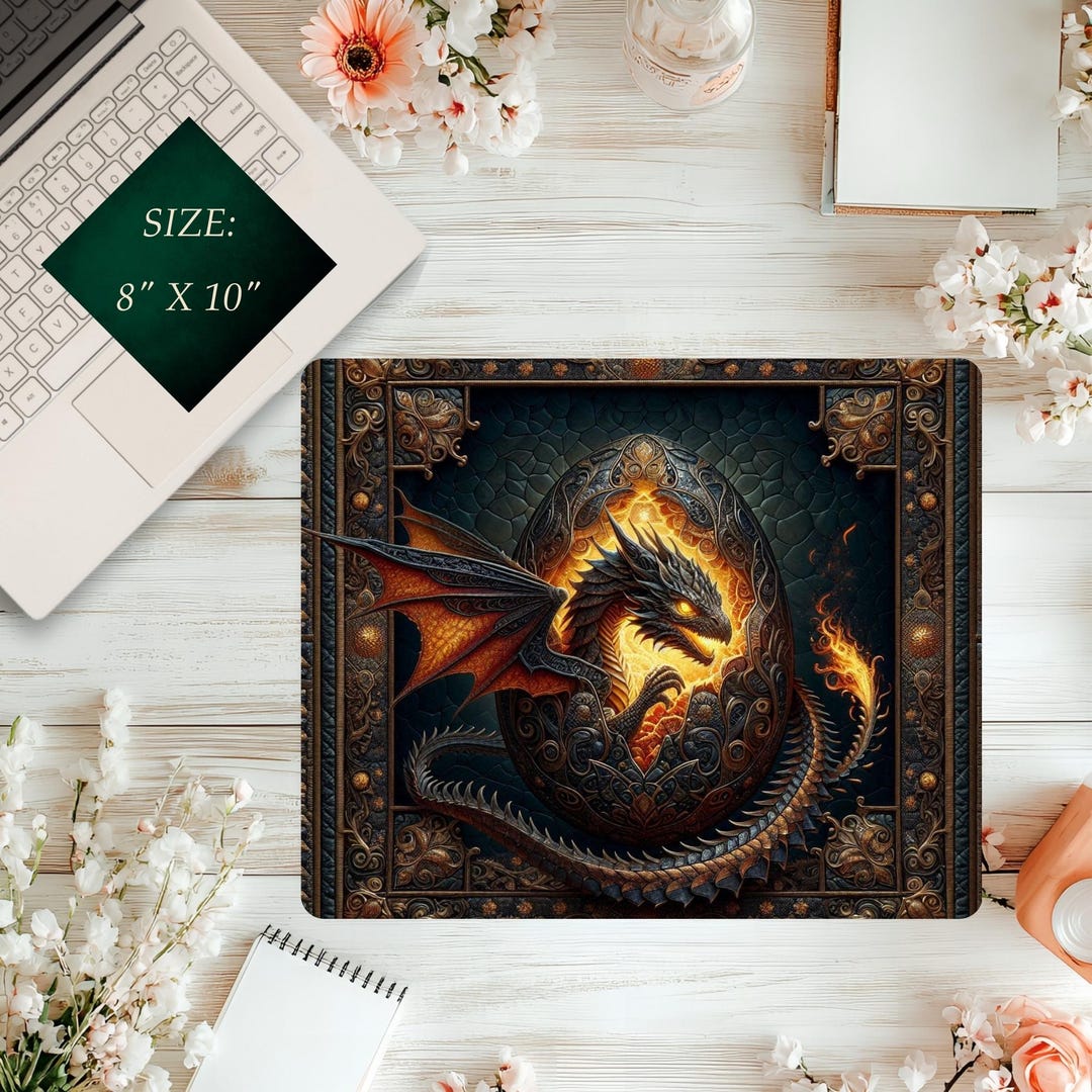 Inferno Guardians Majestic Dragon Blaze Mouse Pad, Quilted Style Desk ...
