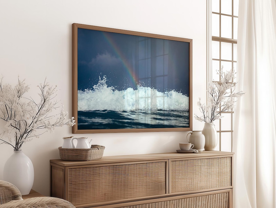 Rainbow Whitewash, Breaking Wave, Ocean Wave Print, Coastal Wall Art ...