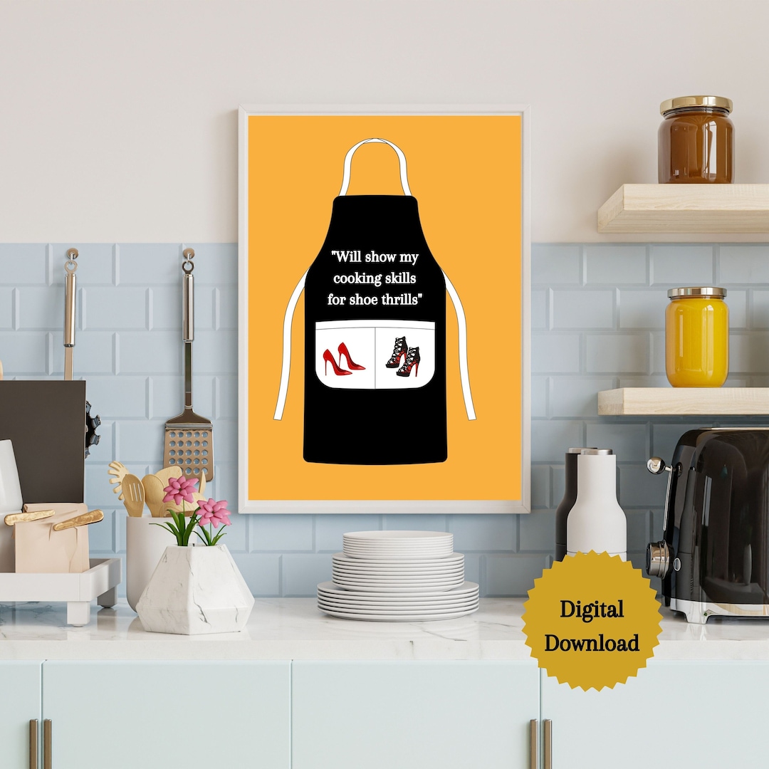 Kitchen Wall Art, Funny Apron Poster Bundle (4 Designs) Modern Decor ...