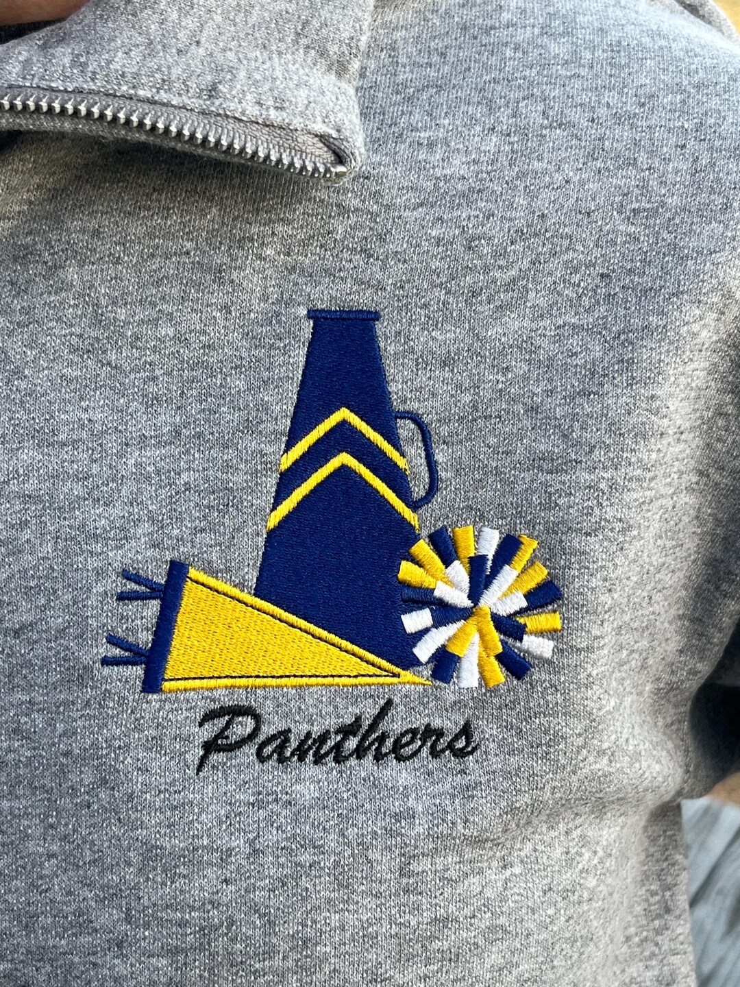 Custom Cheerleading Embroidered Half Zip Sweatshirt, Mascot Name - Etsy