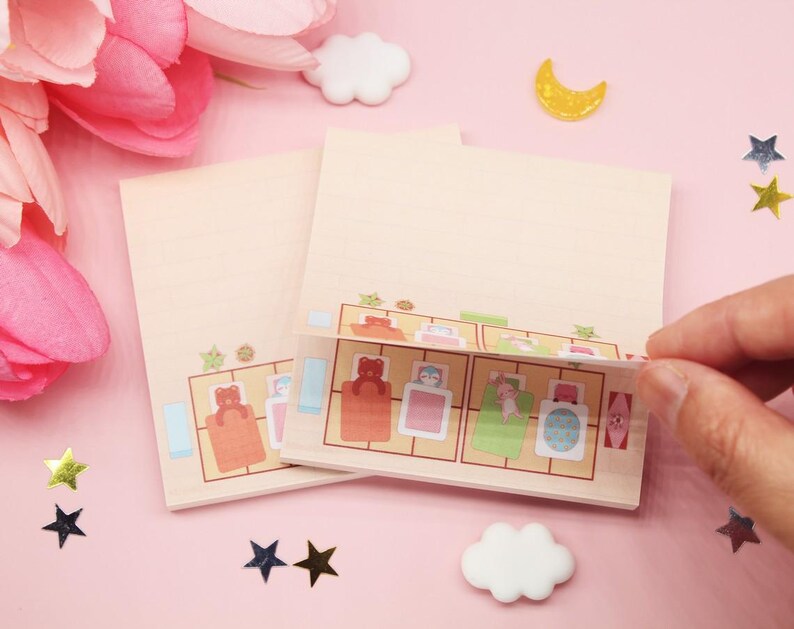 Bedtime Buddies Sticky Notes: Kawaii Sleeping Characters Memo Pads - Etsy