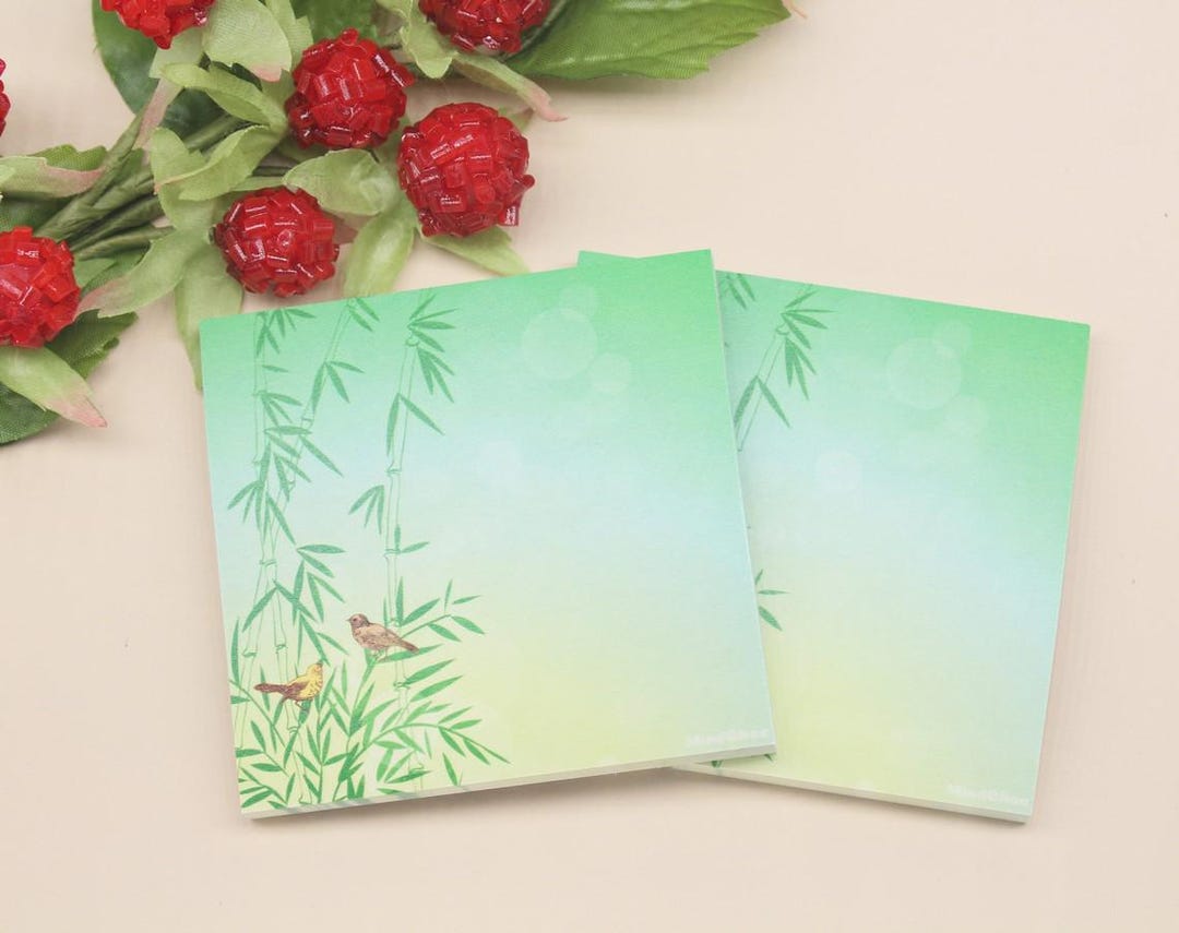 Serene Bamboo Sticky Note - Japanese Stationery With Birds, Aesthetic ...