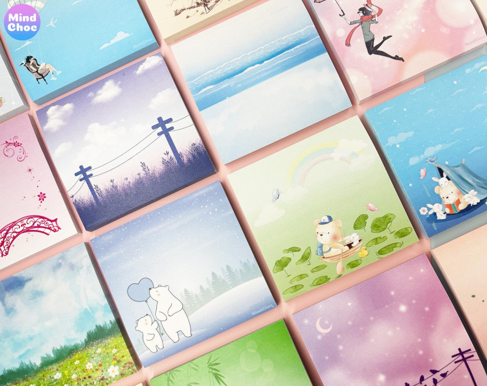 Whimsical Hot Air Balloon Sticky Notes - Dreamy Sky Memo Pads, Cute ...