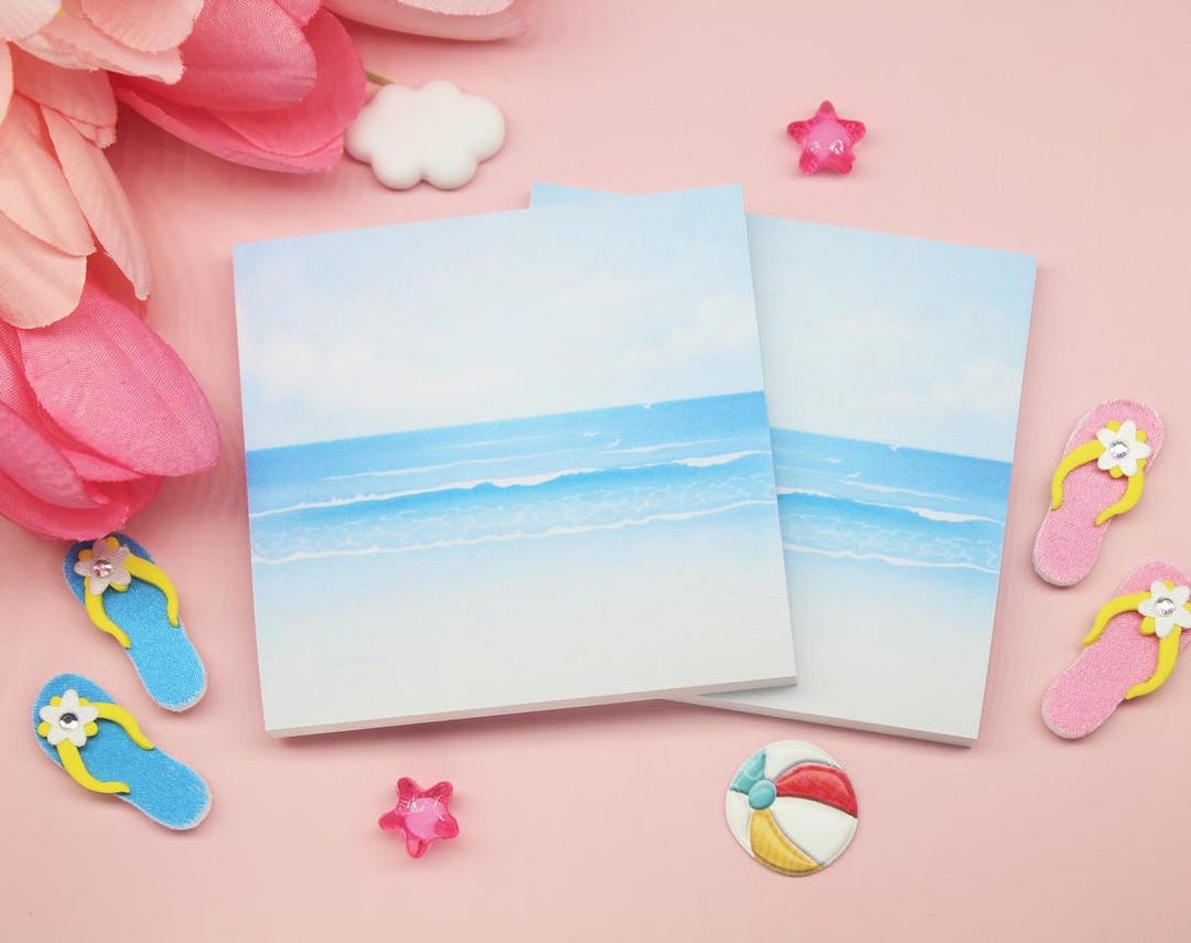 Serene Beach Sticky Notes: Coastal Ocean Memo Pad - Etsy