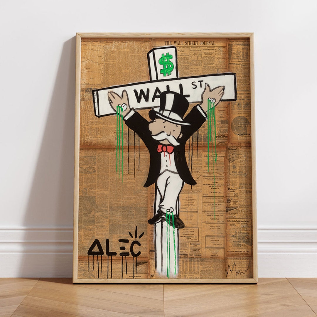 Alec Monopoly Graffiti Art Style Poster, Jesus Cross Poster, Vintage ...