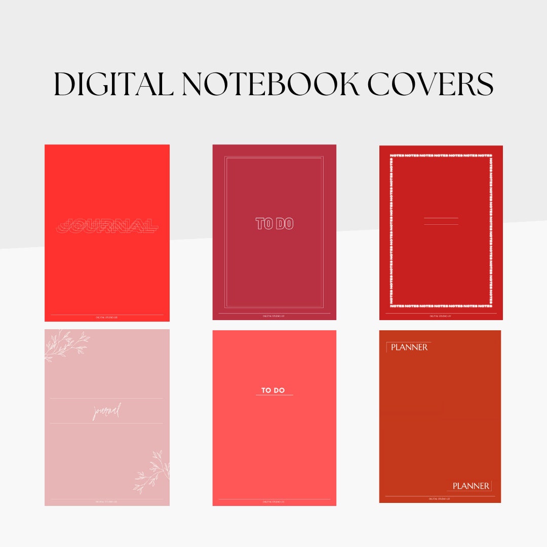 Digital Notebook Cover - Red - Etsy