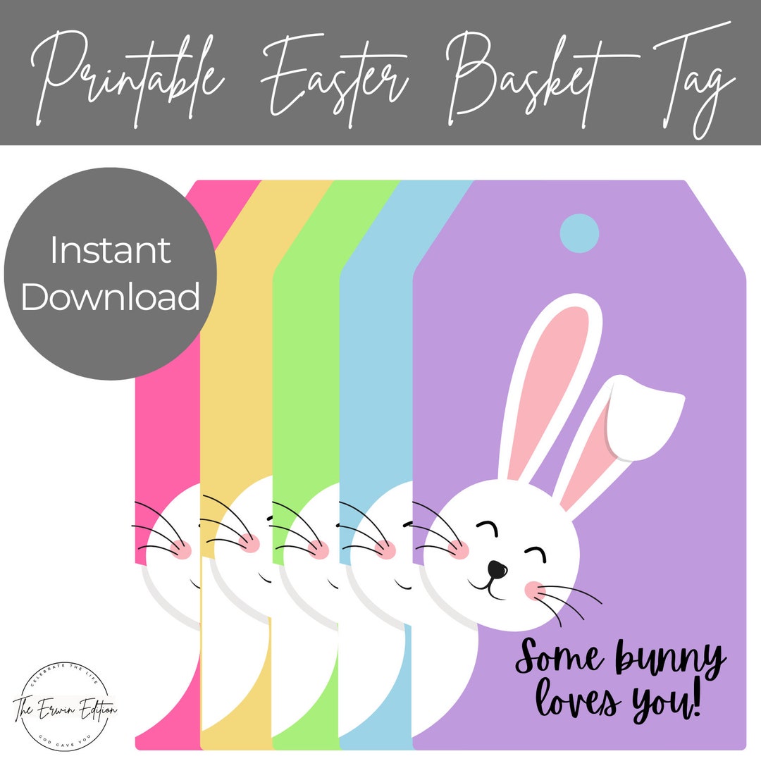Printable Some Bunny Loves You Kids Easter Basket Tag | Instant ...