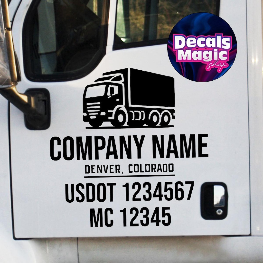 Custom USDOT Truck Decals: Company Name, Number, Fleet Vinyl Lettering ...