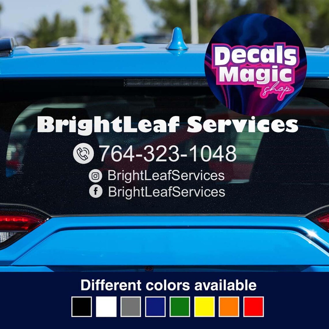 Custom Business Car Decal | Personalized Logo & Information Vinyl Decal ...