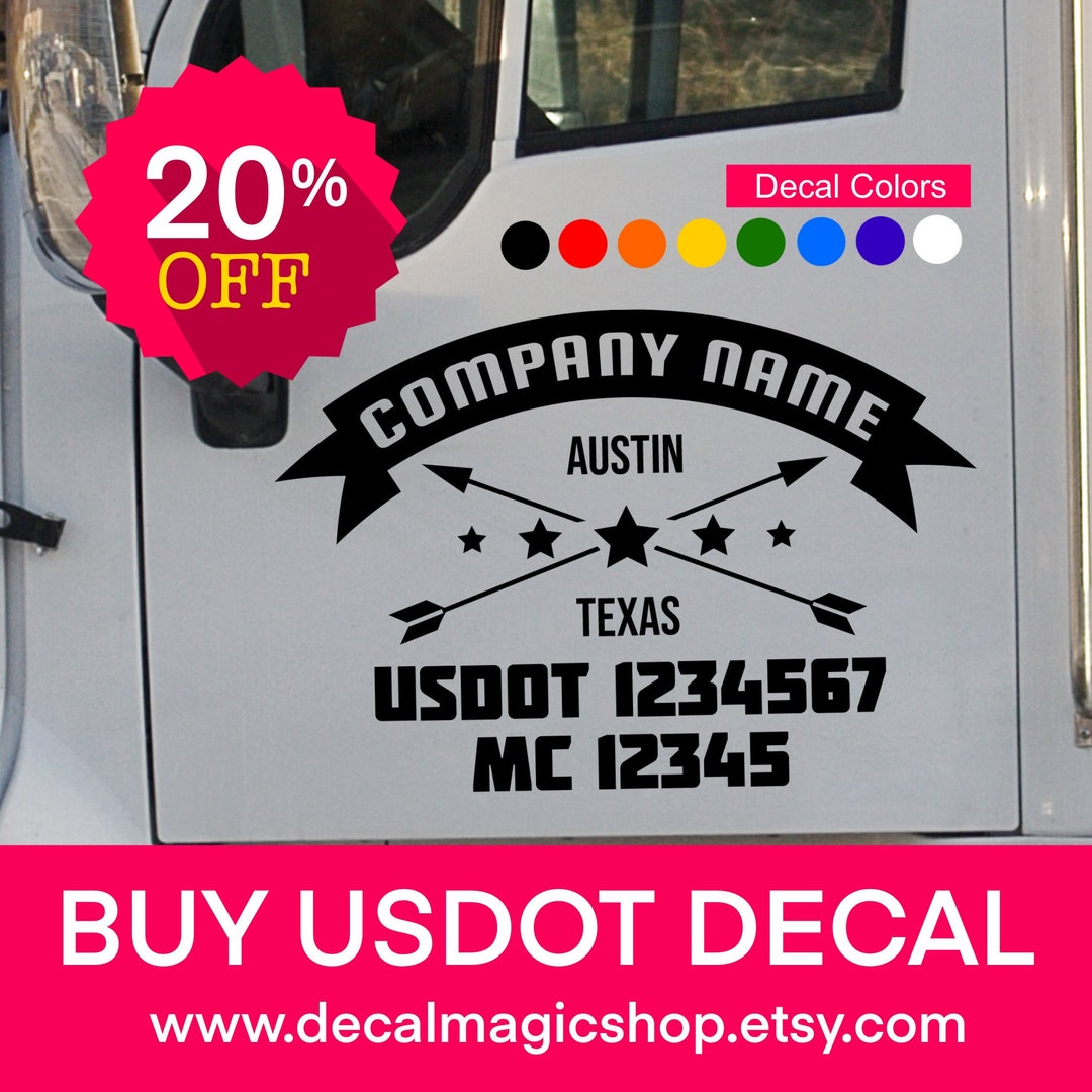 Custom US DOT Logo Stickers Truck Signs Decals Semi Truck Van Lettering ...