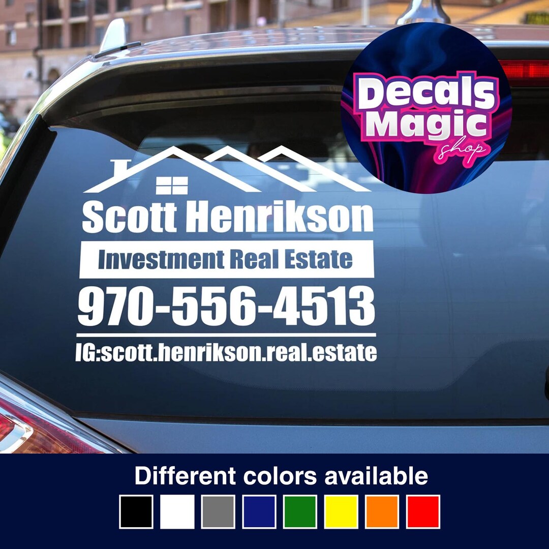 Custom Real Estate Agent Car Decal: Personalized Realtor Marketing - Etsy
