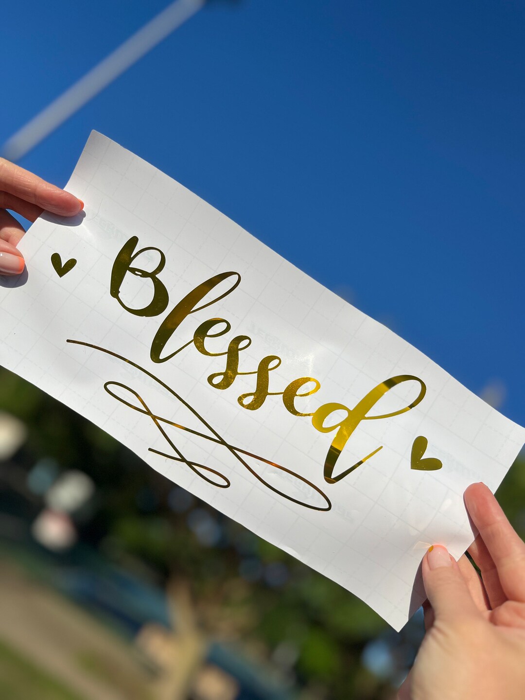 Golden Blessed Lettering Vinyl Decal Gift for Friend Car Window Bumper ...