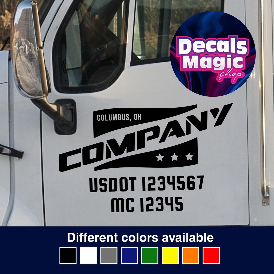 USDOT MC Number Truck Decals - DOT Compliance Lettering Set for ...