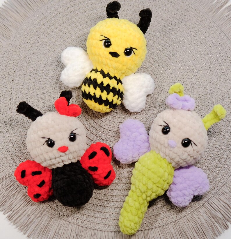 3 in 1 Crochet Pattern, Insects Patterns Bee, Ladybug and Dragonfly ...