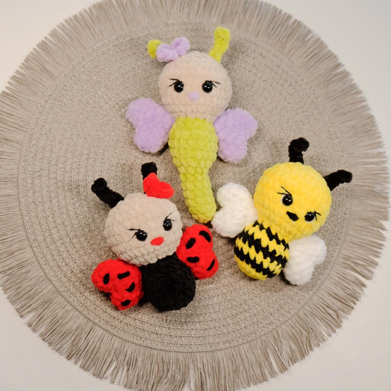 3 in 1 Crochet Pattern, Insects Patterns Bee, Ladybug and Dragonfly ...