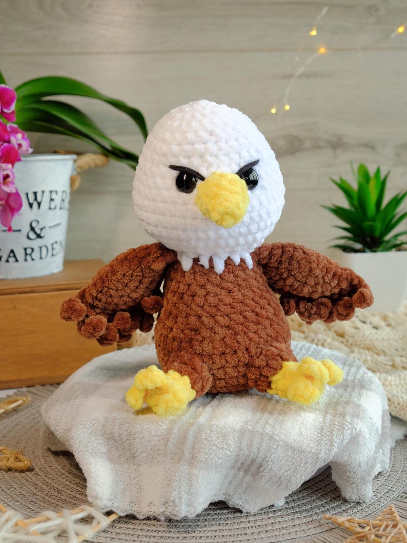 Bald Eagle Crochet Pattern, Plush Yarn Amigurumi PDF, Patriotic Eagle ...
